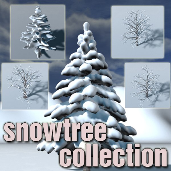 3d model winter scene lake conifer trees