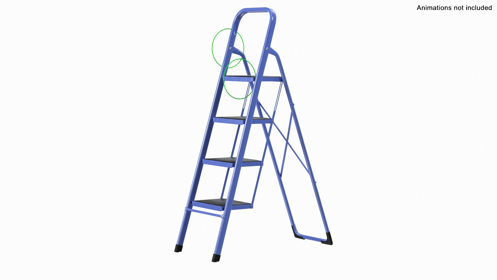 Blue Steel Folding Ladder with 4 Anti Skid Steps Rigged 3D model ...