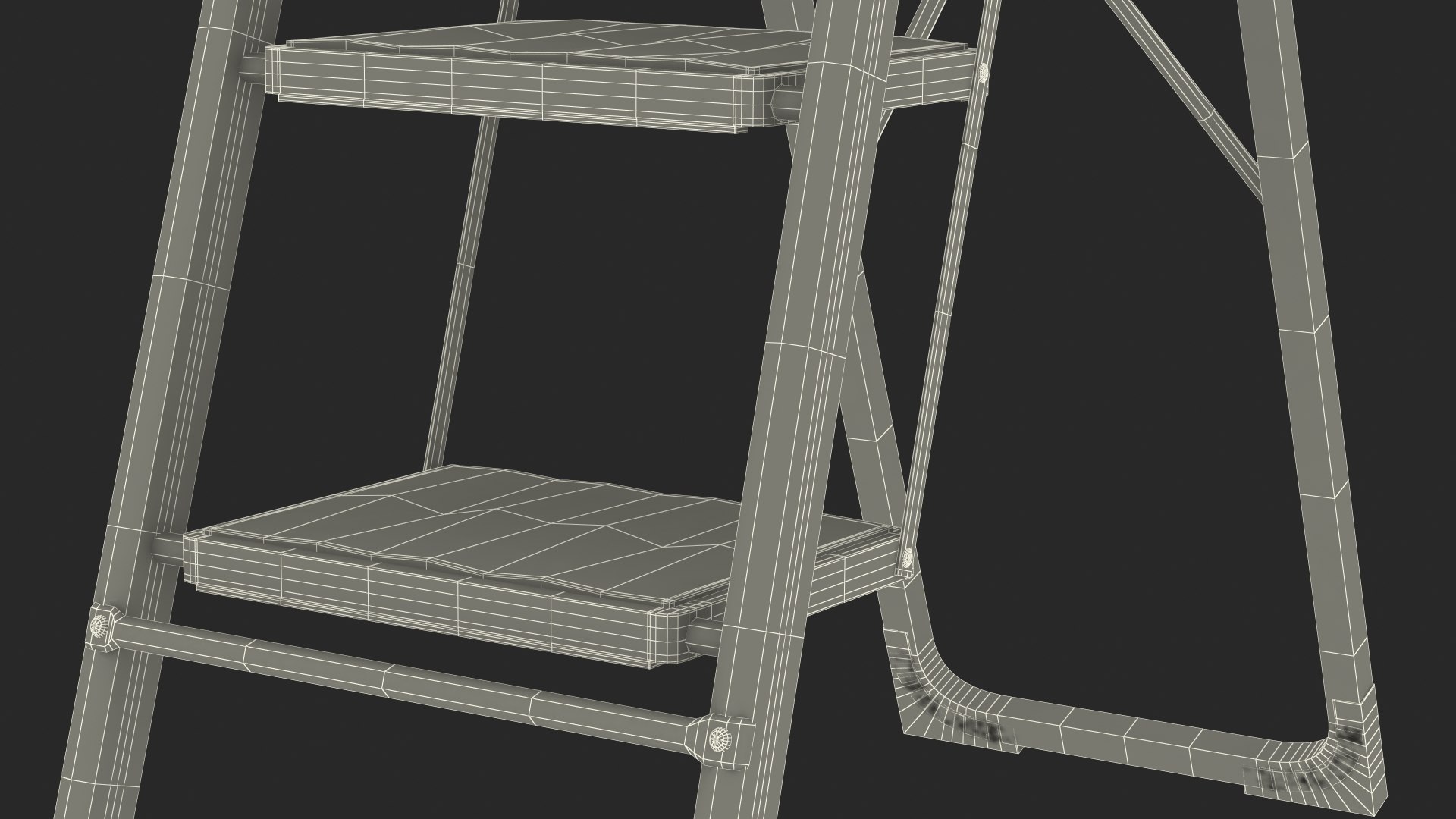 Blue Steel Folding Ladder with 4 Anti Skid Steps Rigged 3D model ...