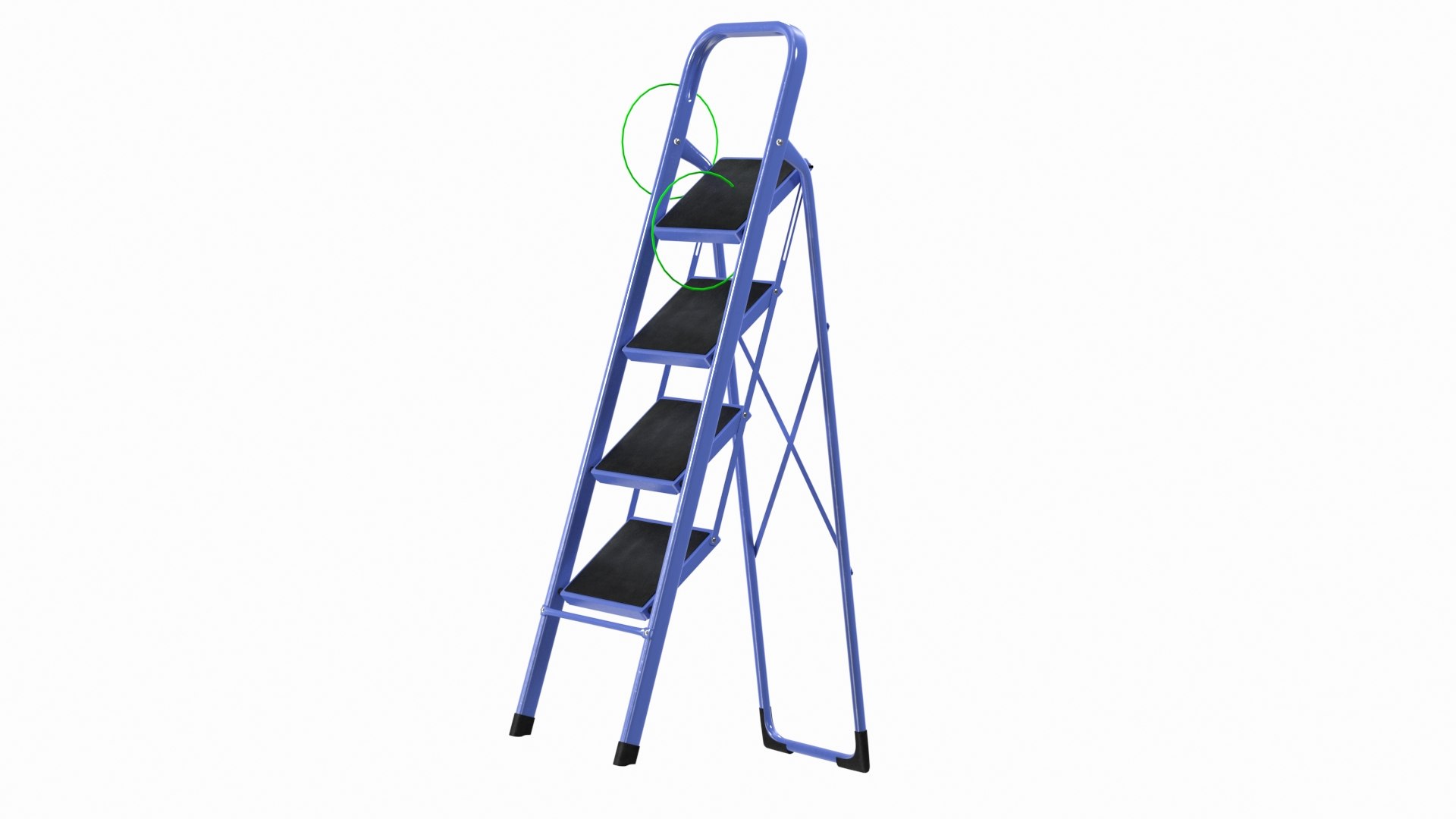 Blue Steel Folding Ladder with 4 Anti Skid Steps Rigged 3D model ...