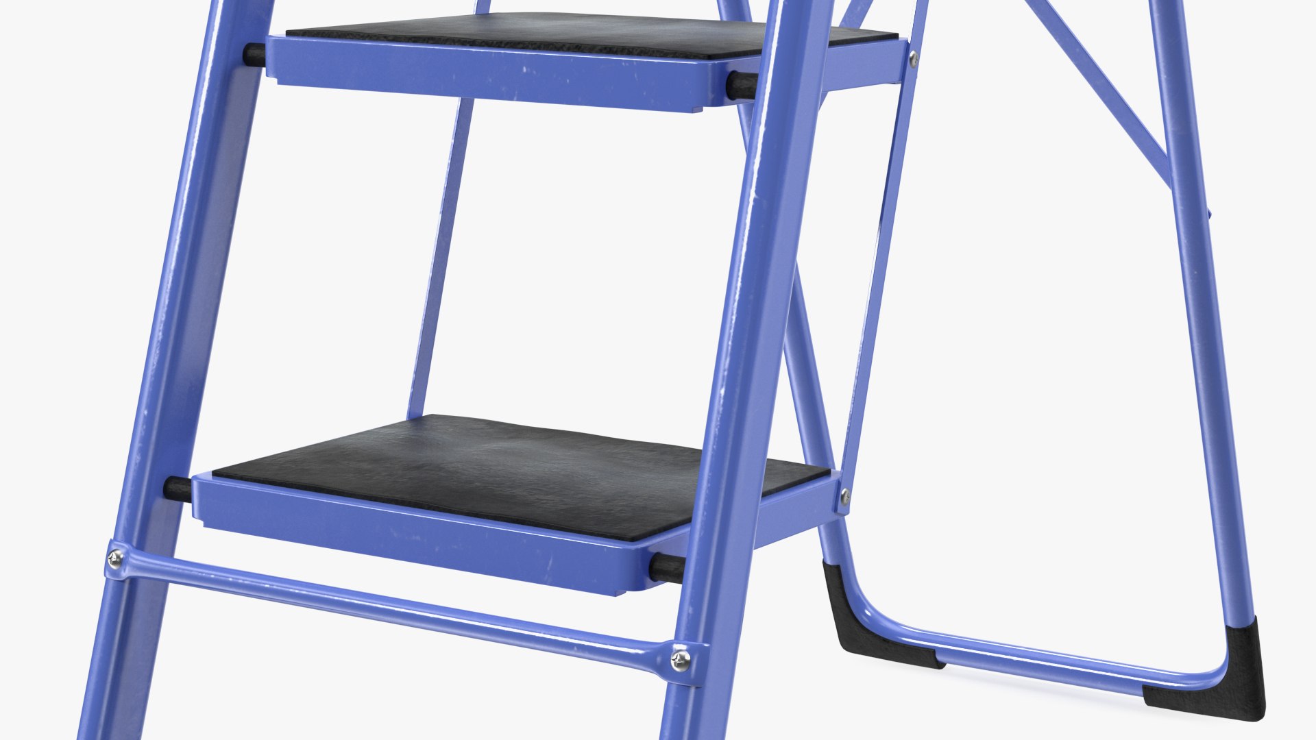 Blue Steel Folding Ladder with 4 Anti Skid Steps Rigged 3D model ...