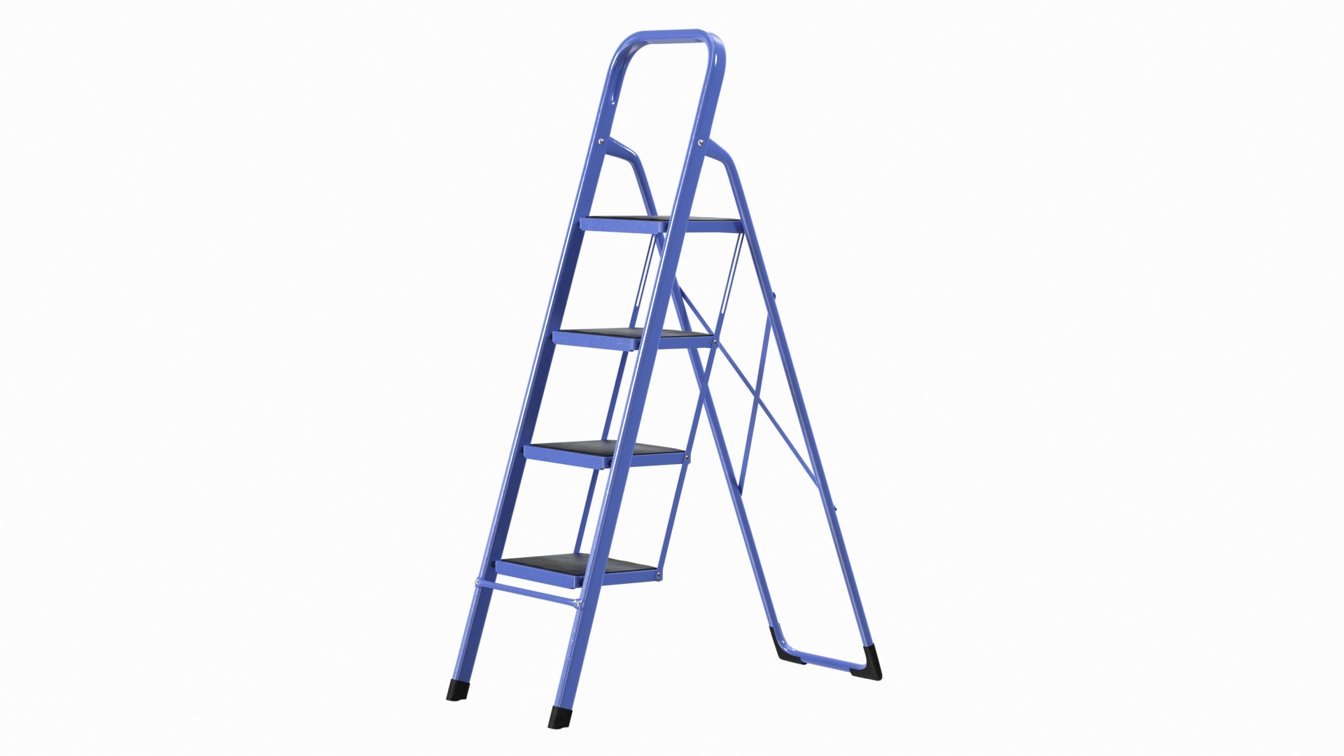Blue Steel Folding Ladder with 4 Anti Skid Steps Rigged 3D model ...
