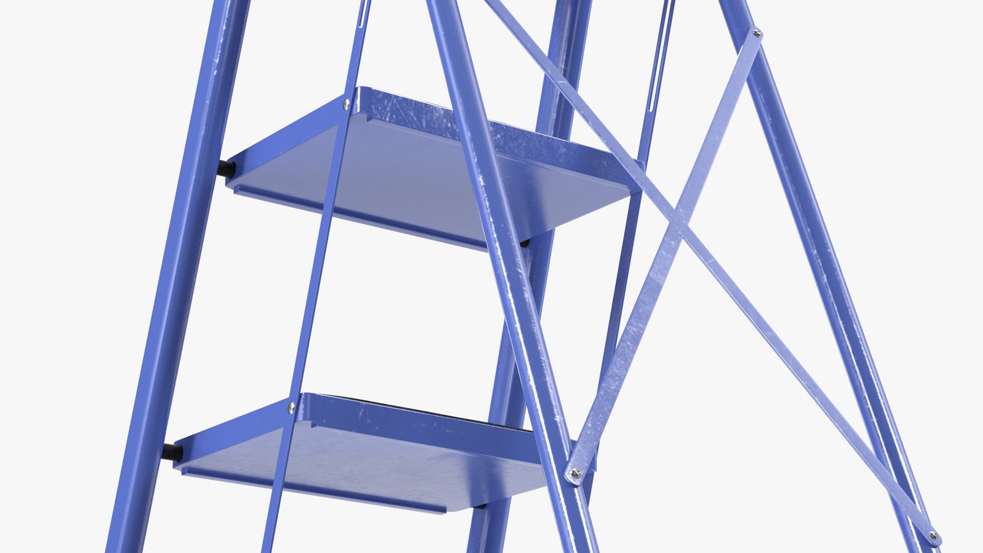 Blue Steel Folding Ladder with 4 Anti Skid Steps Rigged 3D model ...