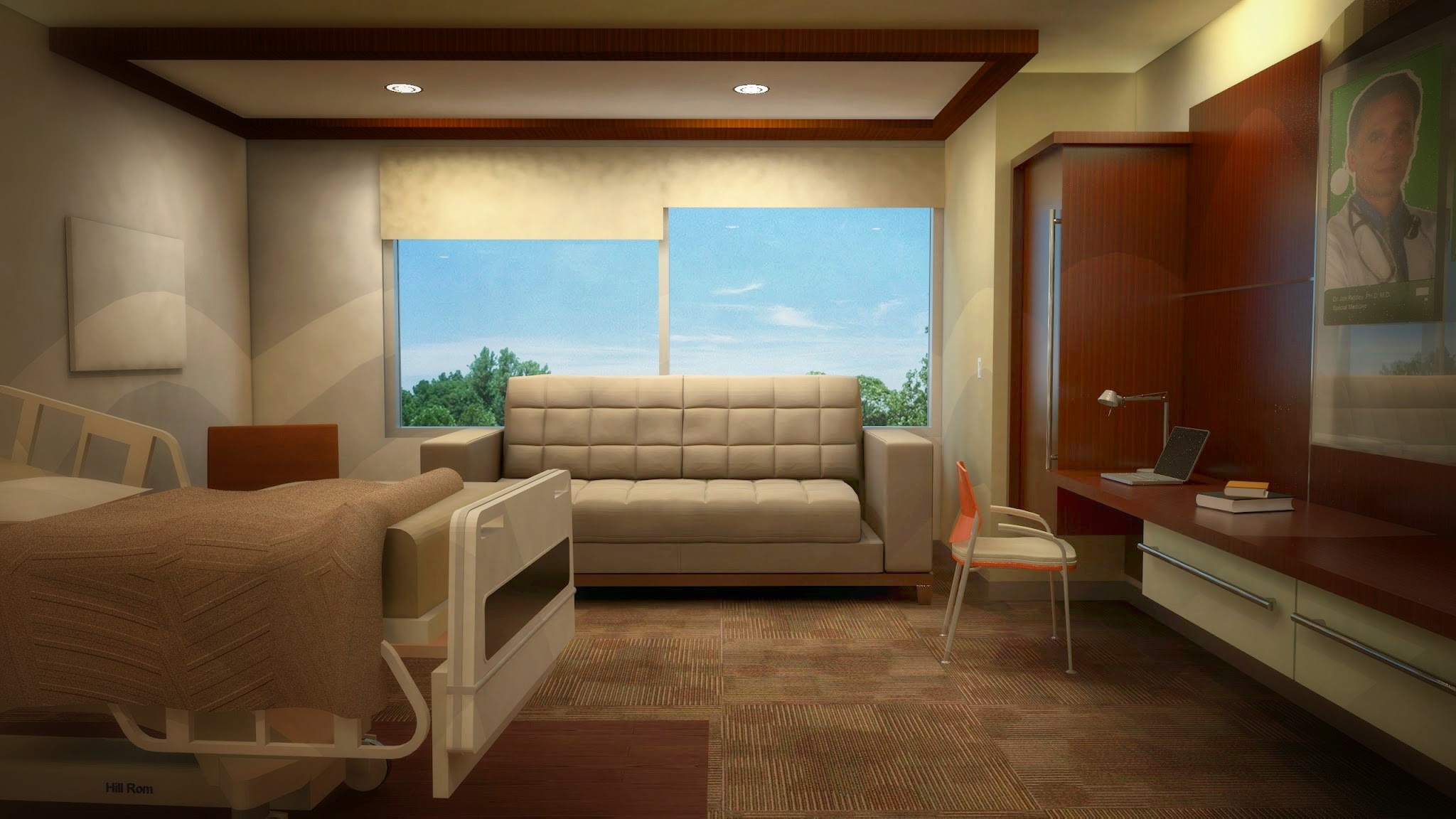 3d model 350 patient room design