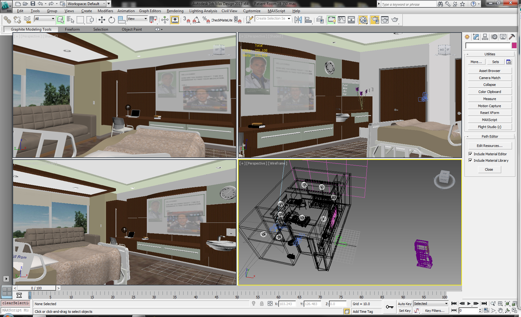 3d model 350 patient room design