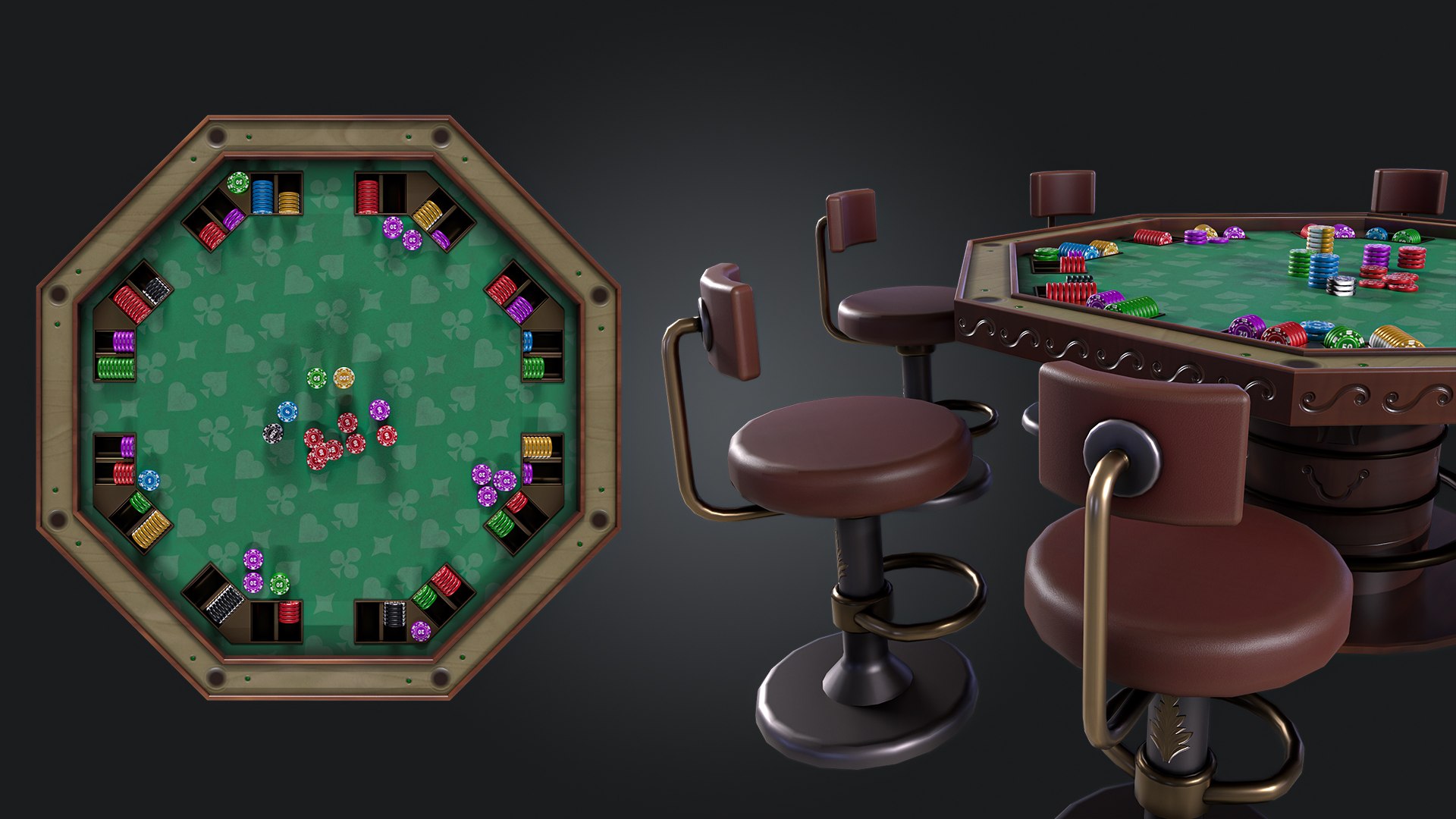 Poker Table Model - TurboSquid 2152477