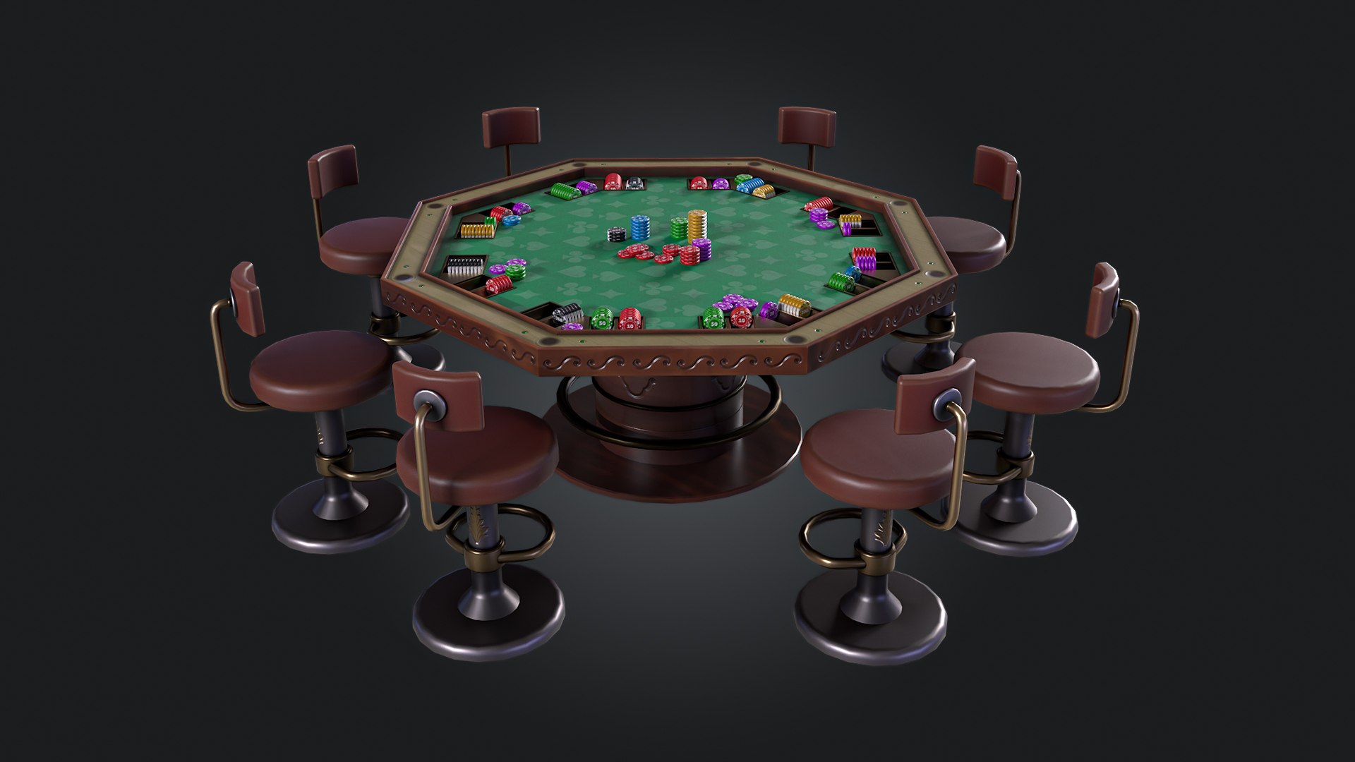 Poker Table Model - TurboSquid 2152477