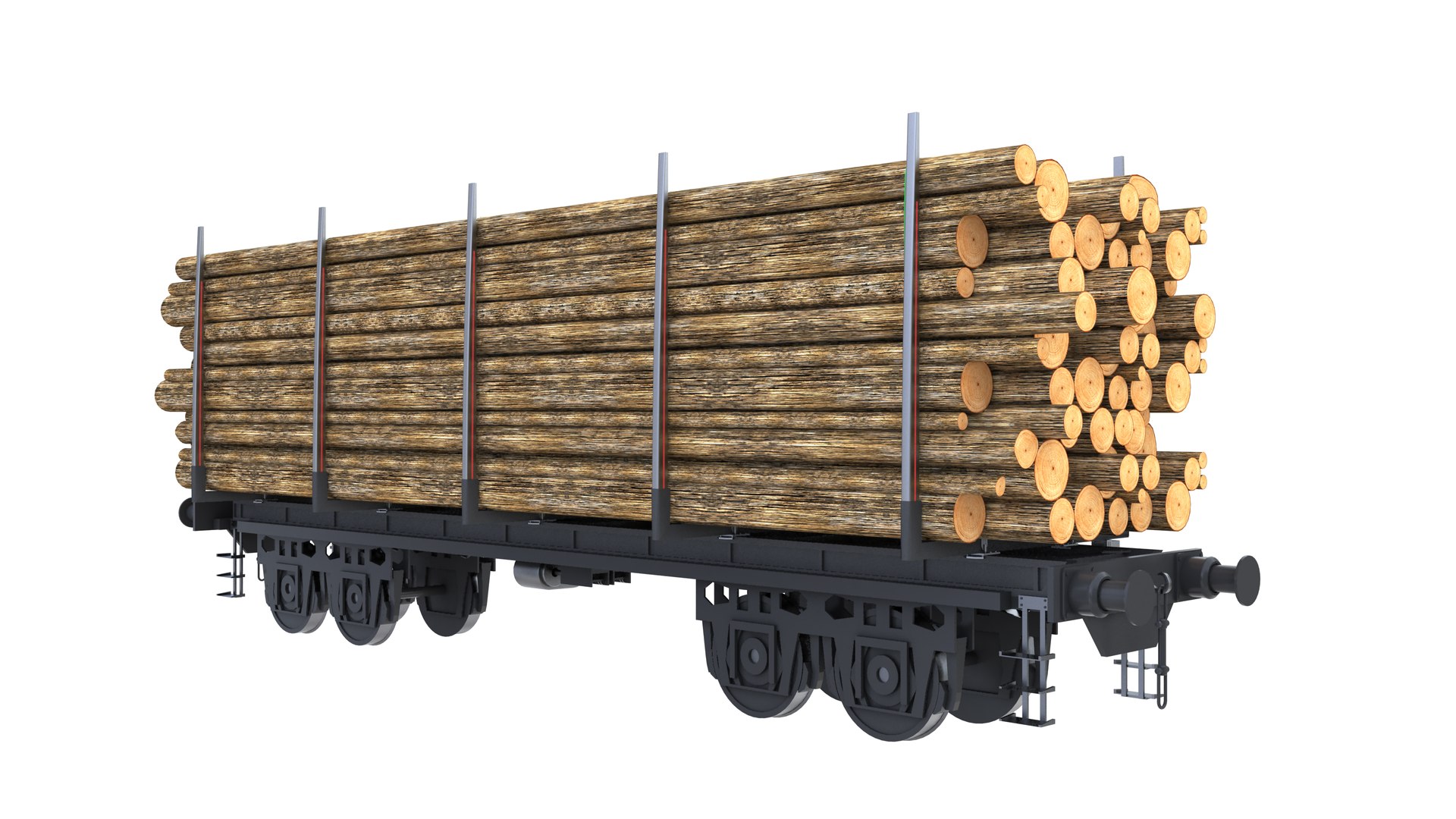3D Model Stake Wagon Loaded With Logs - TurboSquid 1782310