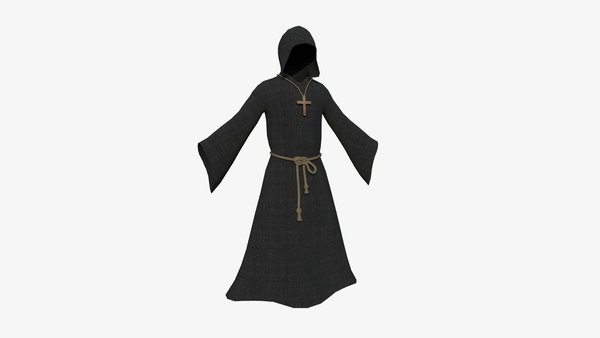 Priest Outfit A03 Black - Character Clothing Design 3D model ...
