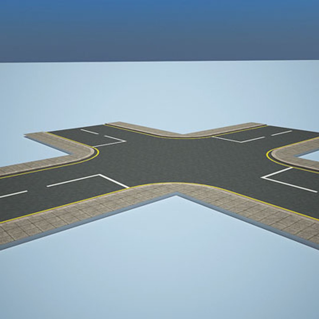 3ds Road Crossroad T-shaped