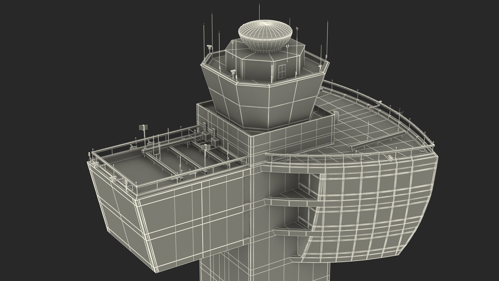 Air traffic control tower model - TurboSquid 1625094