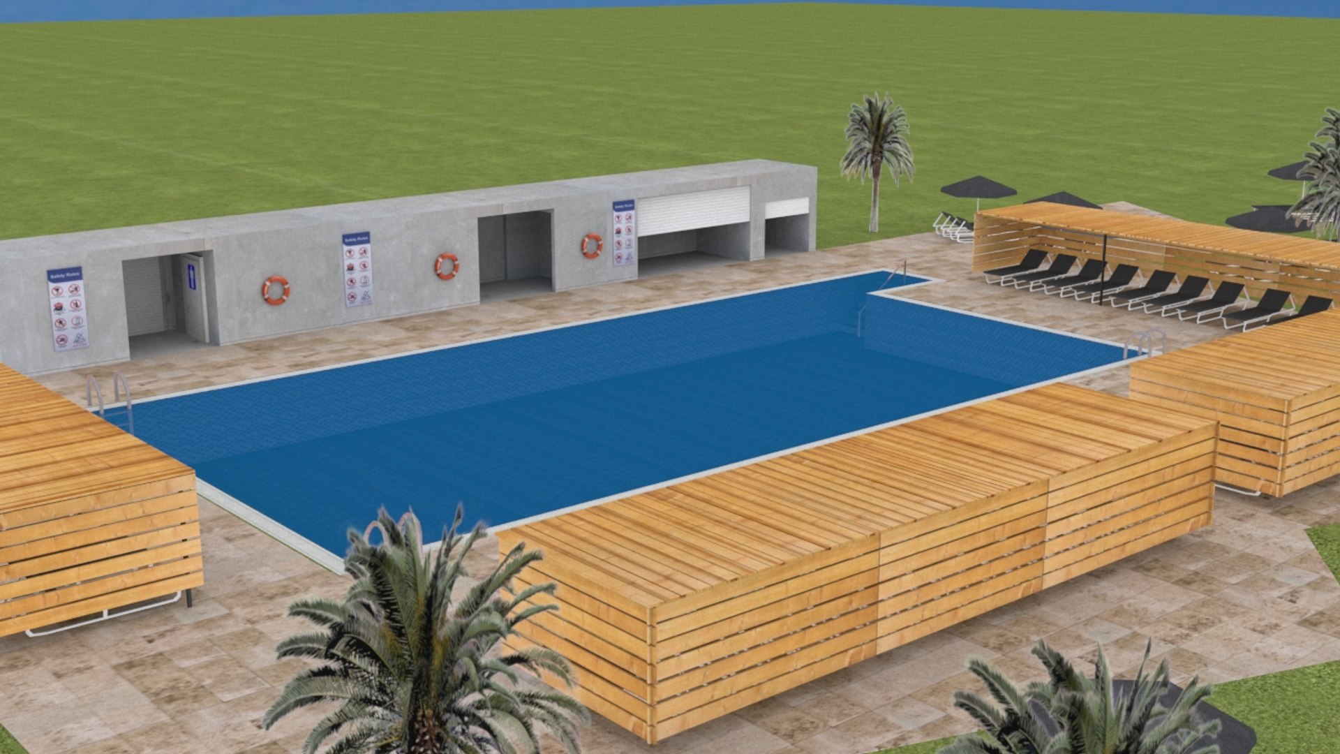 3d Generic Swimming Pool Scene Model