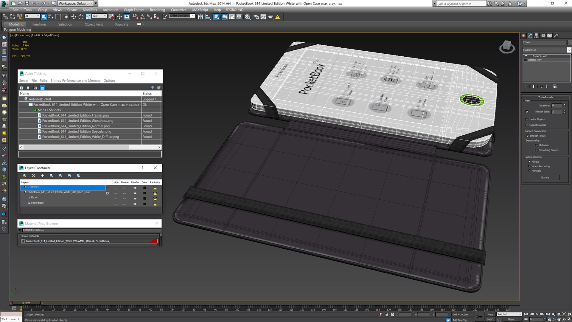PocketBook 614 Limited Edition White With Open Case 3D Model ...