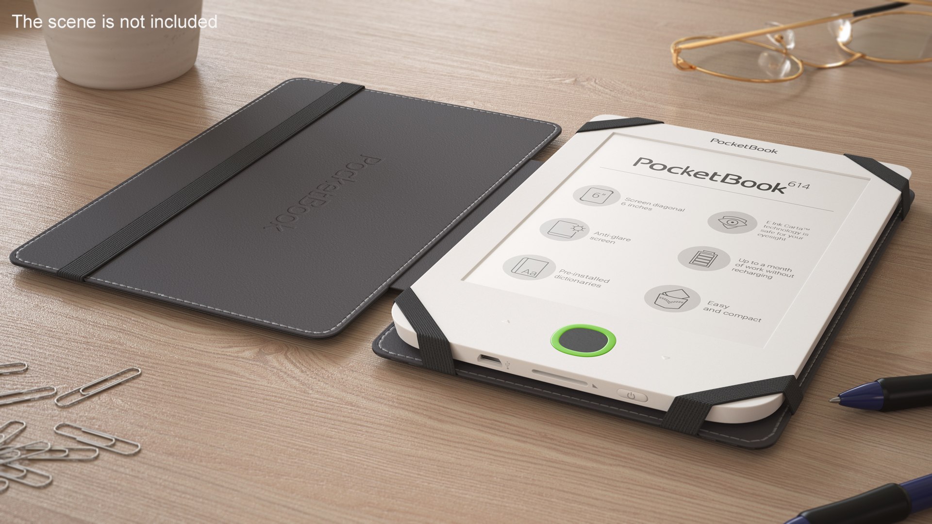 PocketBook 614 Limited Edition White With Open Case 3D Model ...