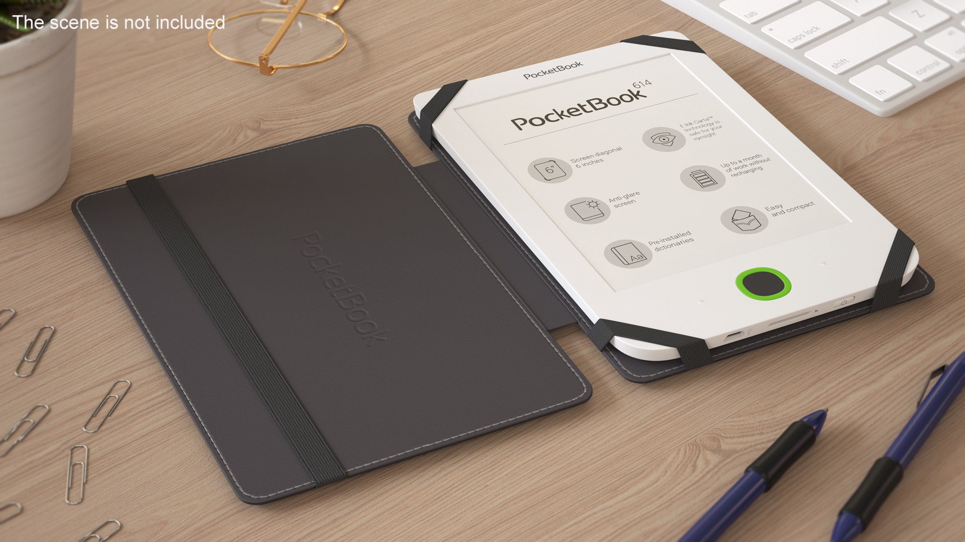 PocketBook 614 Limited Edition White With Open Case 3D Model ...