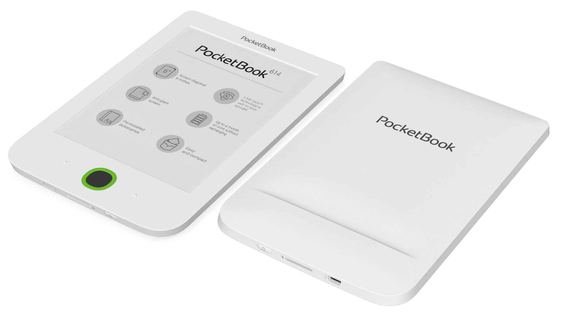 PocketBook 614 Limited Edition White With Open Case 3D Model ...