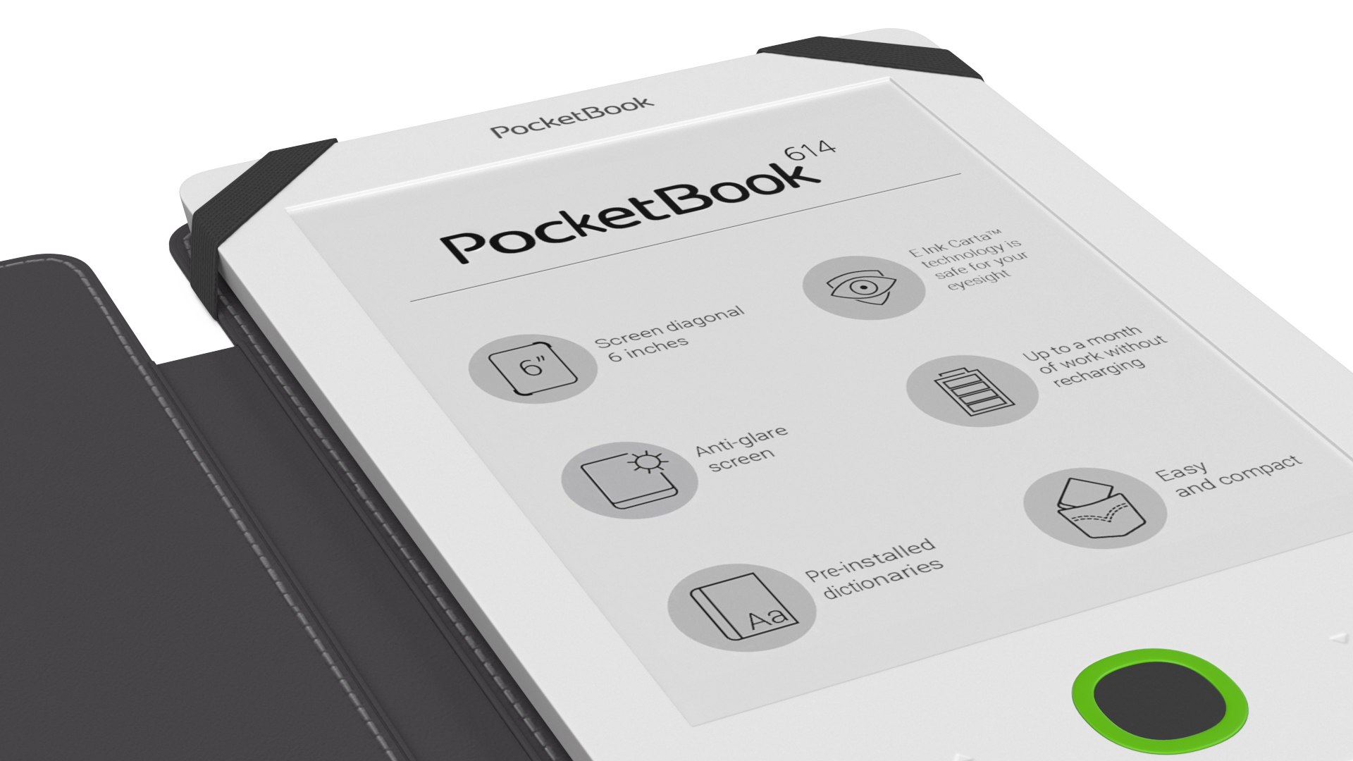 PocketBook 614 Limited Edition White With Open Case 3D Model ...