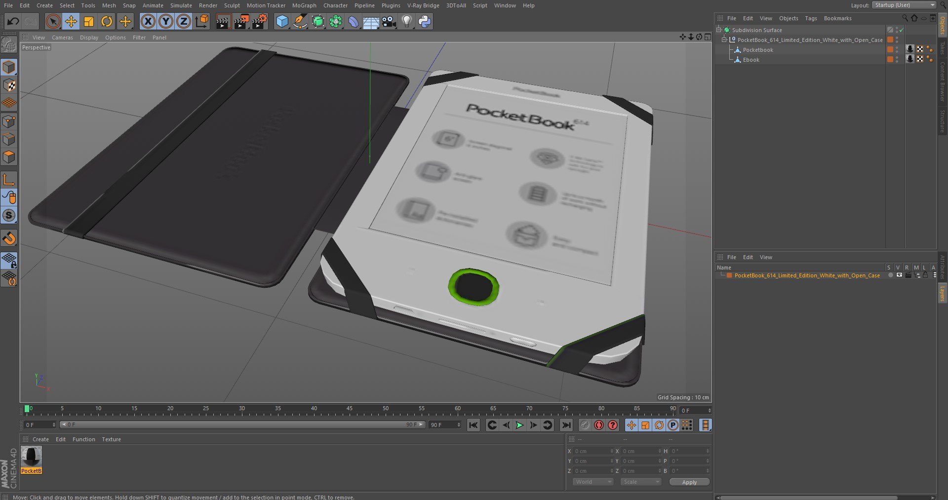 PocketBook 614 Limited Edition White With Open Case 3D Model ...
