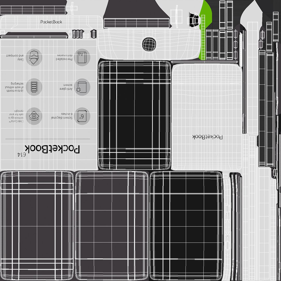 PocketBook 614 Limited Edition White With Open Case 3D Model ...