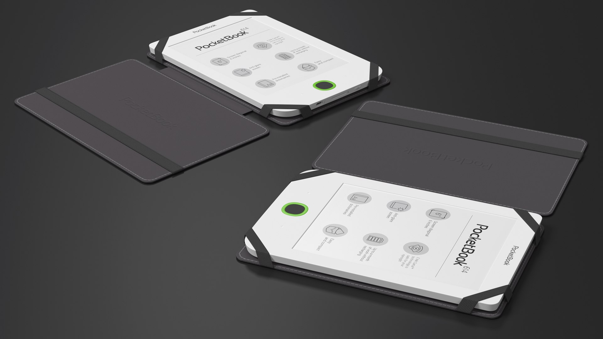 PocketBook 614 Limited Edition White With Open Case 3D Model ...