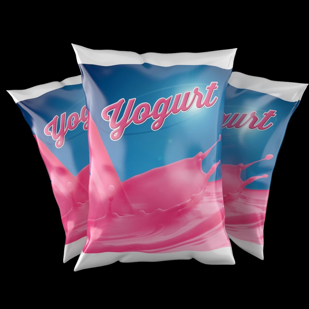 3d Model Of Yogurt Sachet