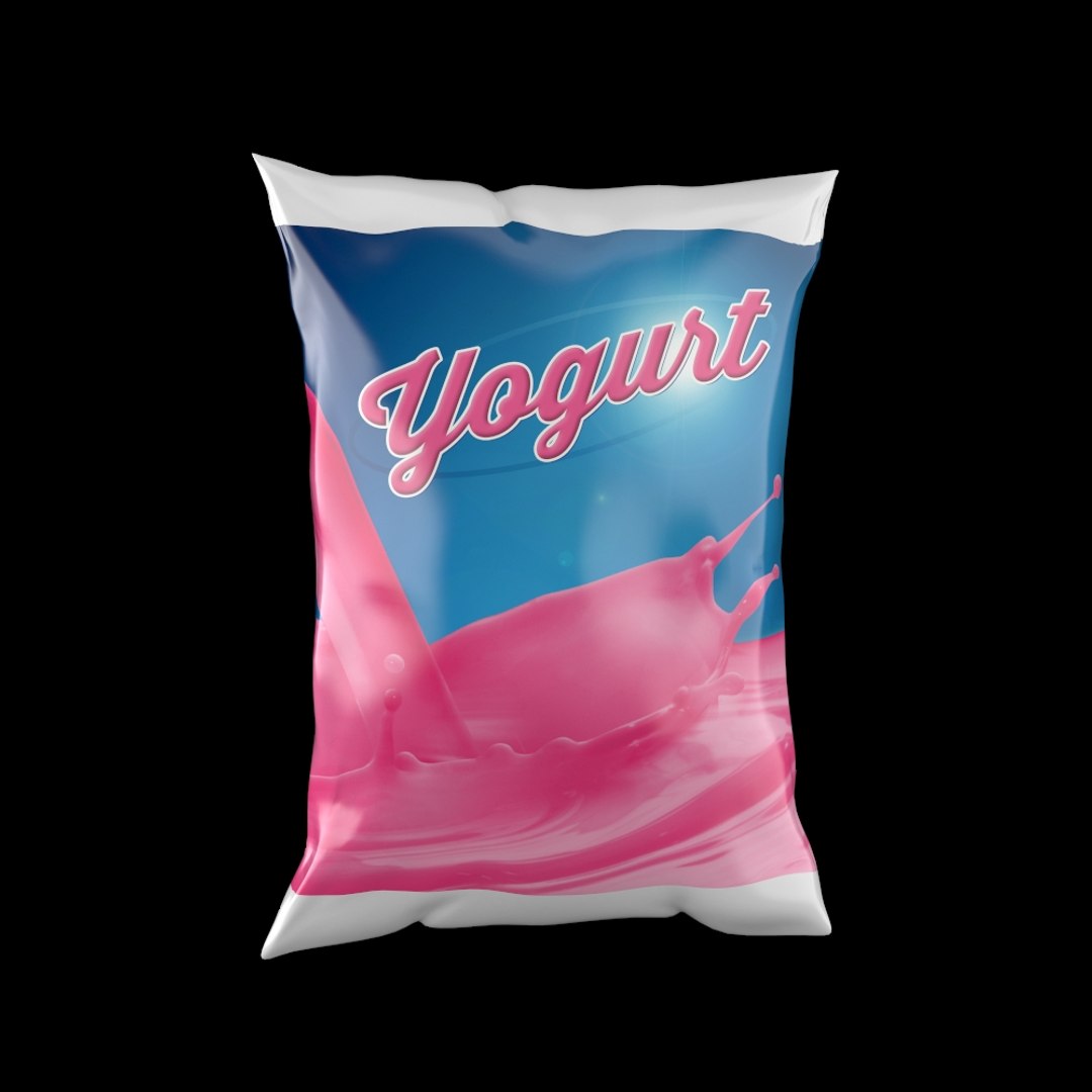 3d Model Of Yogurt Sachet