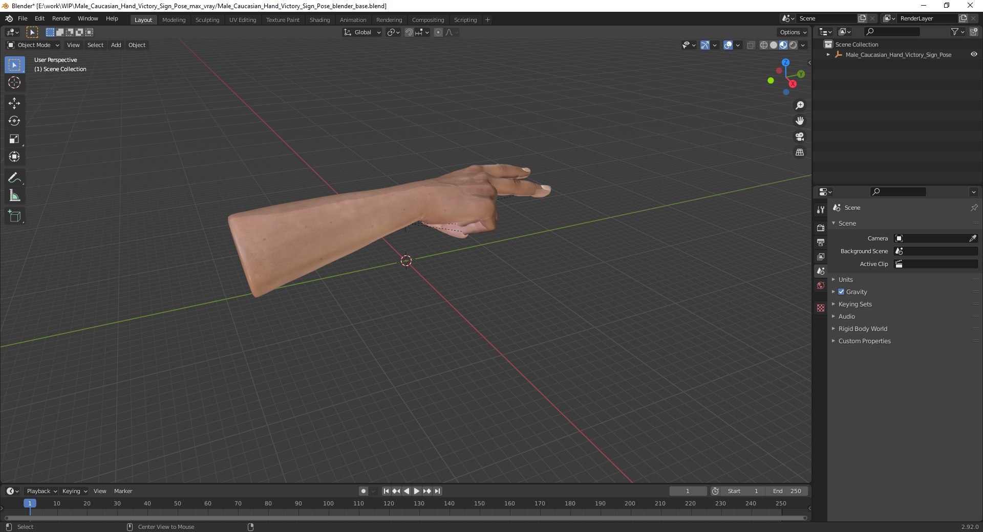 Male Caucasian Hand Victory Sign Pose 3D - TurboSquid 2193899