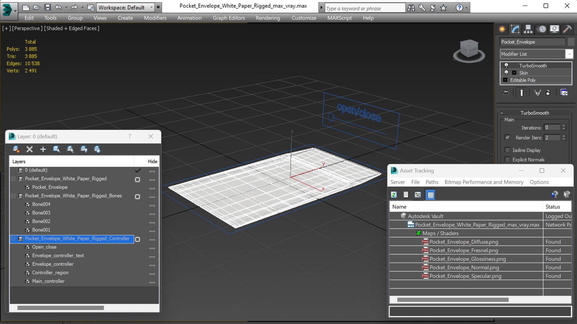 3D Model Pocket Envelope White Paper Rigged - TurboSquid 2211498