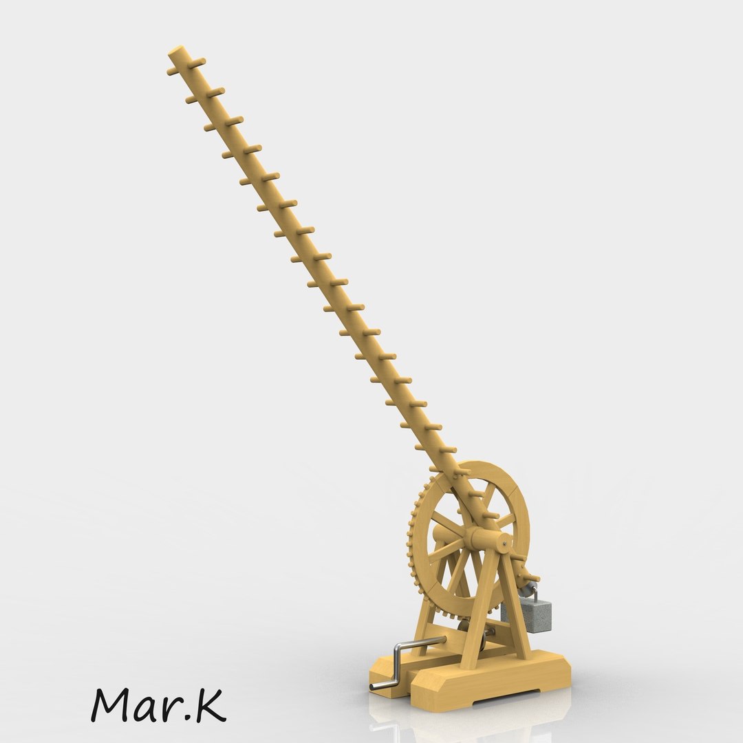 3d Wood Aerial Ladder Model