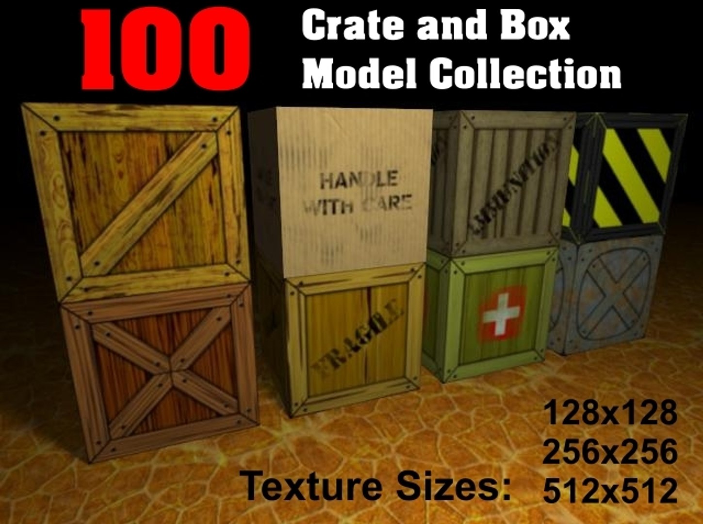 3d model of 100 crate box