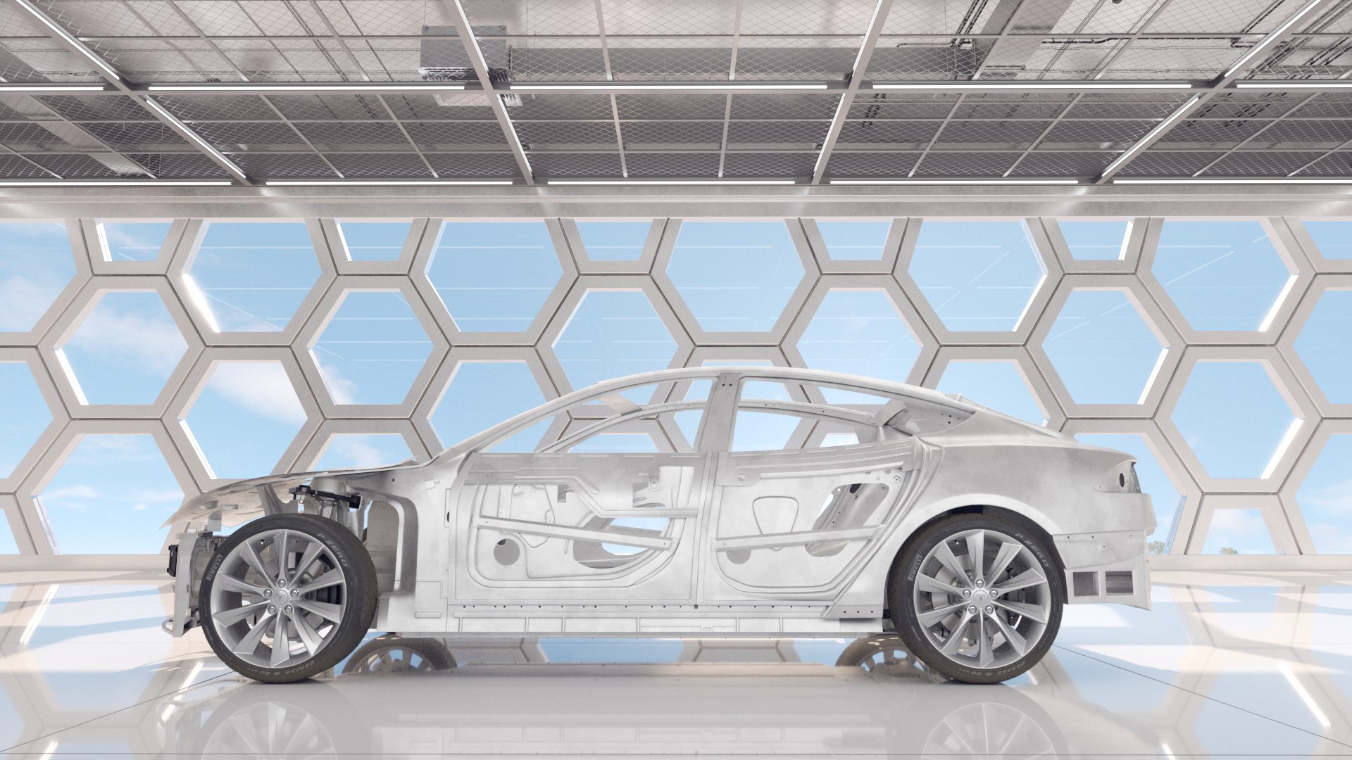 Tesla Model S Frame And Chassis In The Interior Model - TurboSquid 1964384