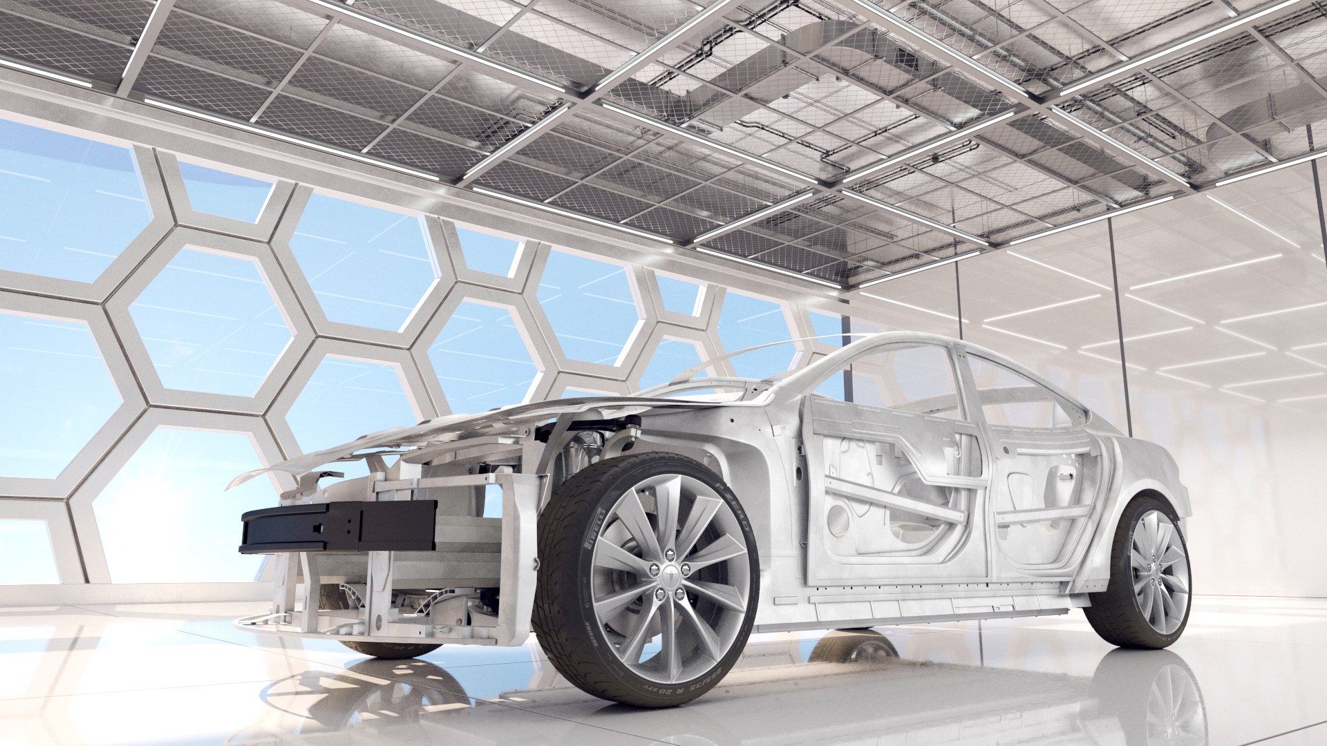 Tesla Model S Frame And Chassis In The Interior Model - TurboSquid 1964384