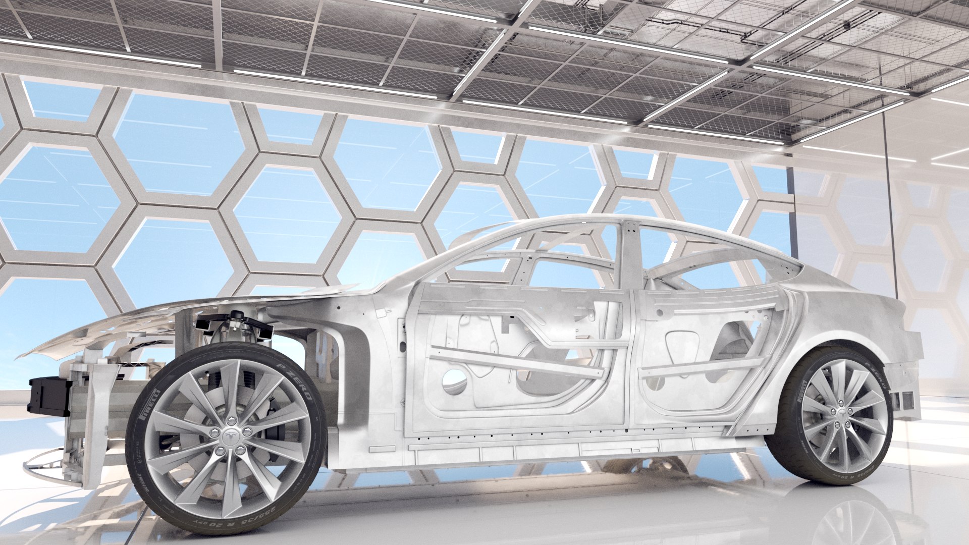 Tesla Model S Frame And Chassis In The Interior Model - TurboSquid 1964384