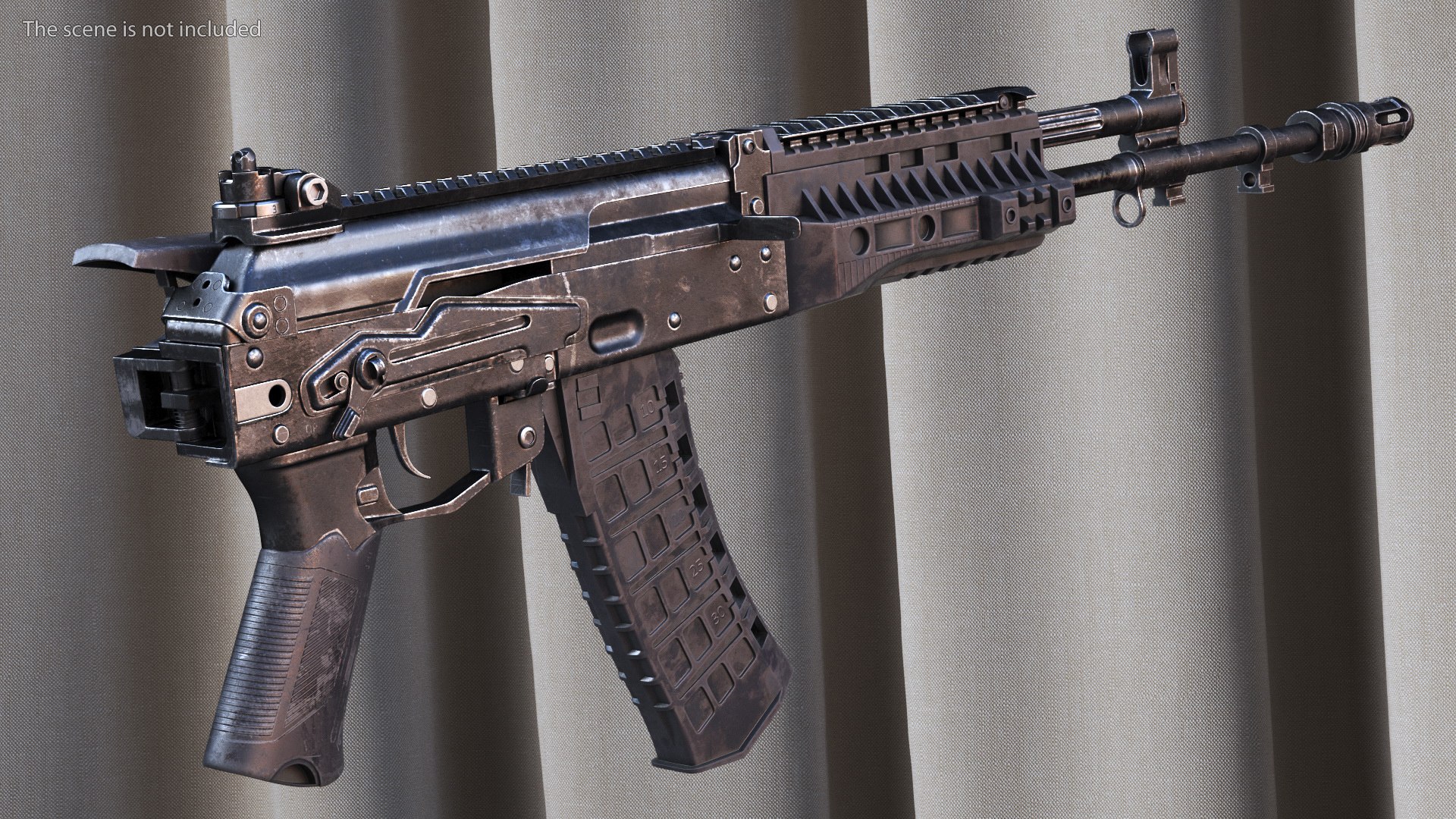 3D model Worn Out Assault Rifle AK-12 Folded Stock - TurboSquid 2131760