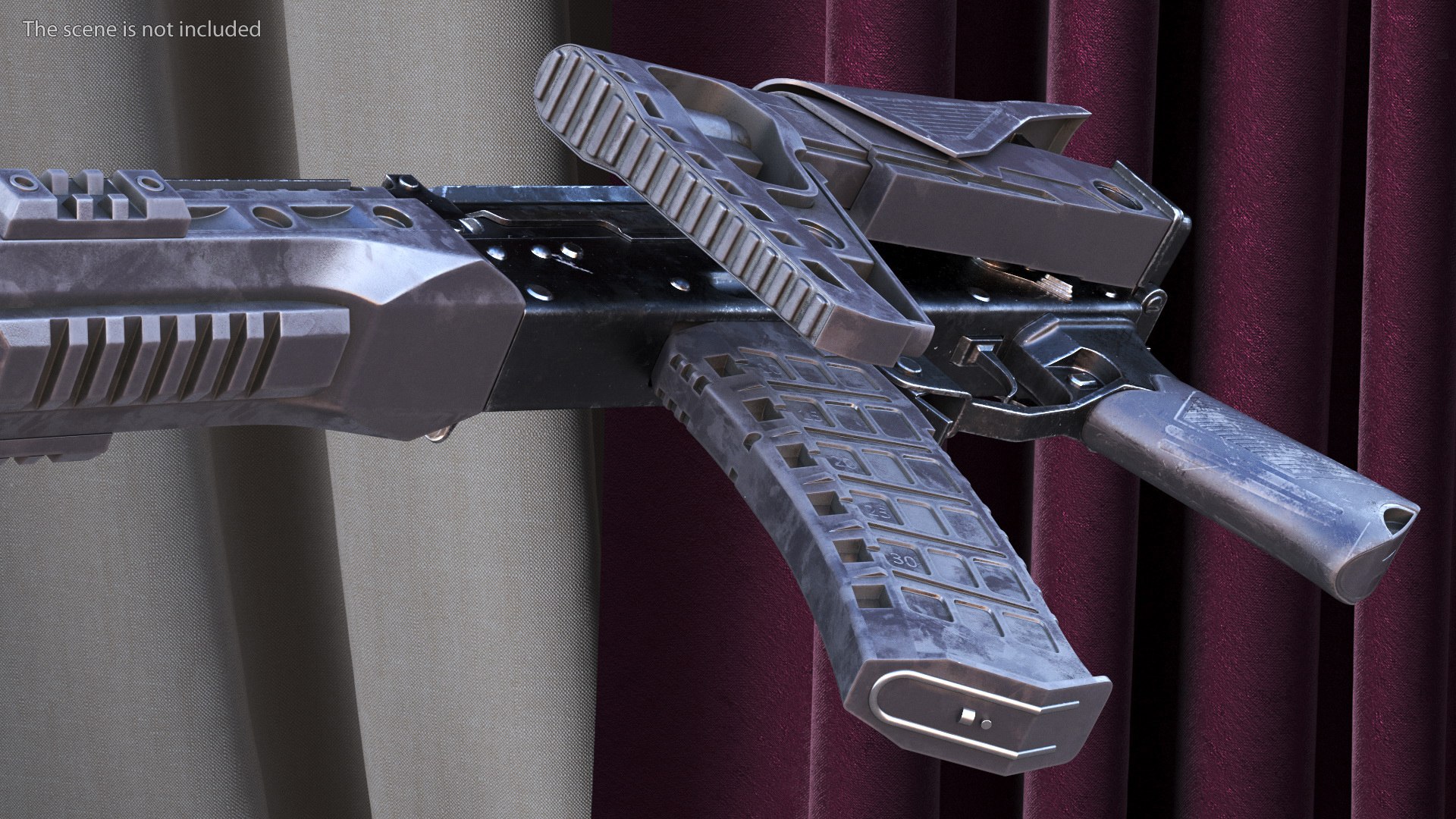 3D model Worn Out Assault Rifle AK-12 Folded Stock - TurboSquid 2131760