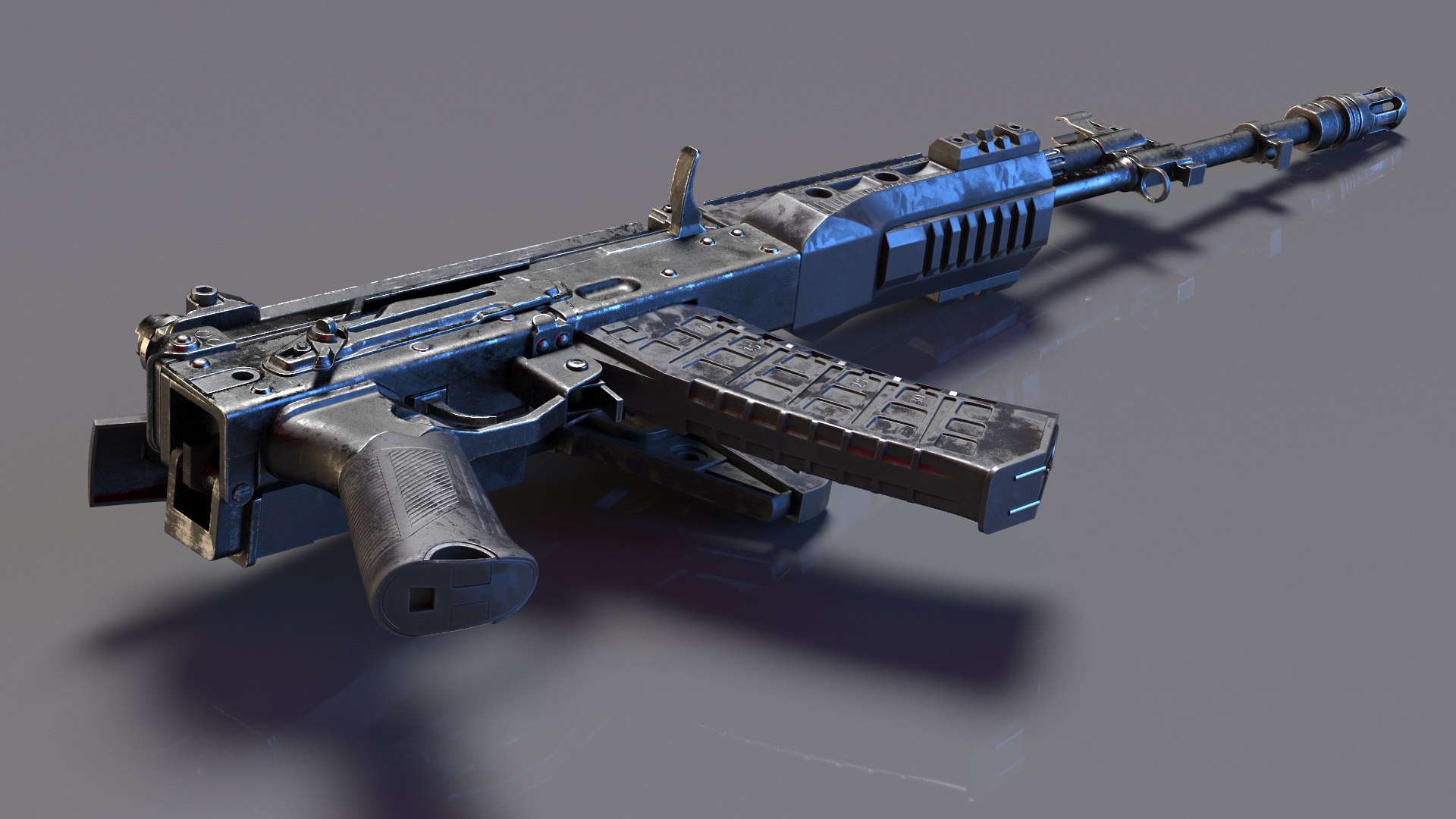 3D model Worn Out Assault Rifle AK-12 Folded Stock - TurboSquid 2131760