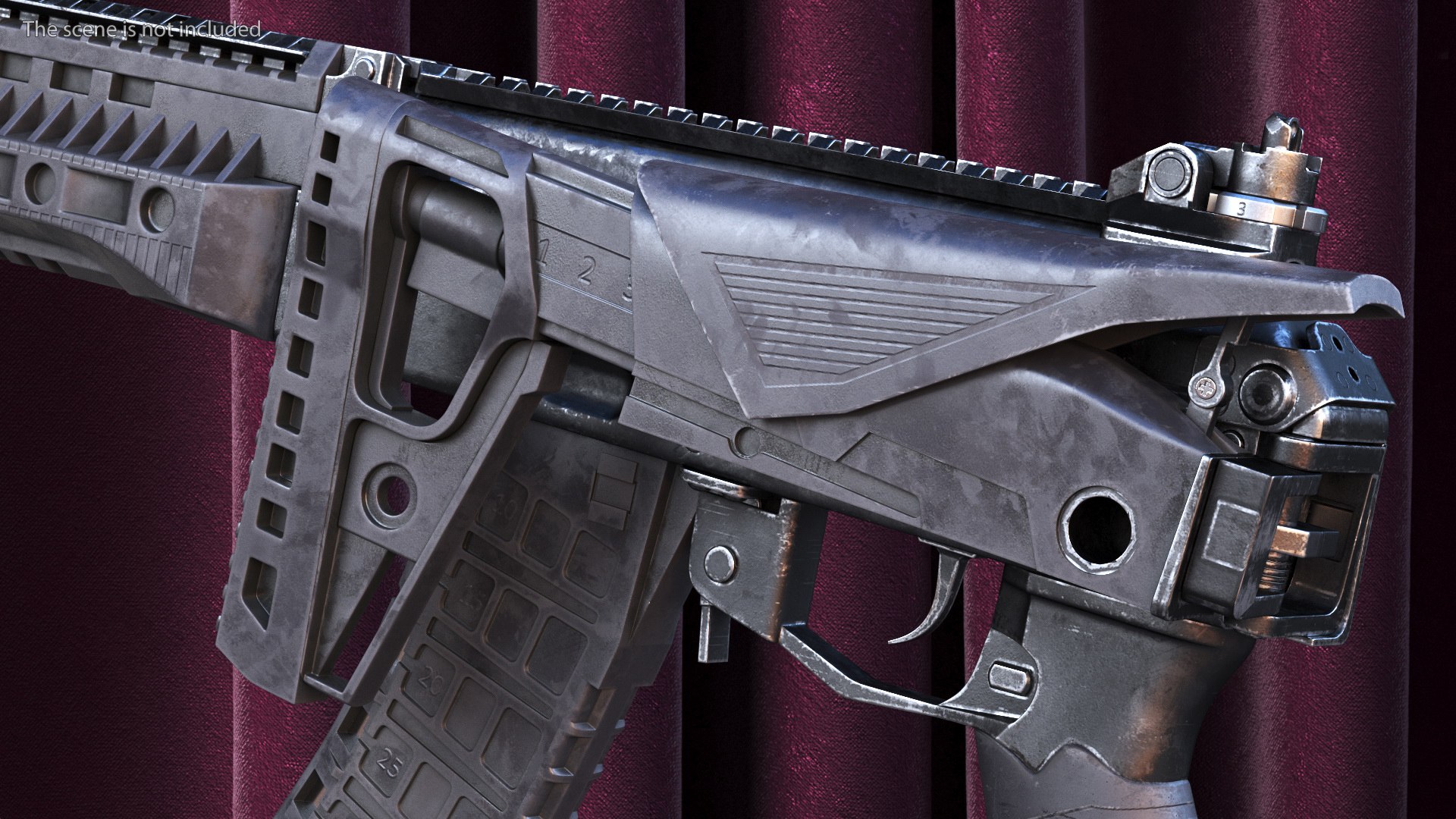 3D model Worn Out Assault Rifle AK-12 Folded Stock - TurboSquid 2131760