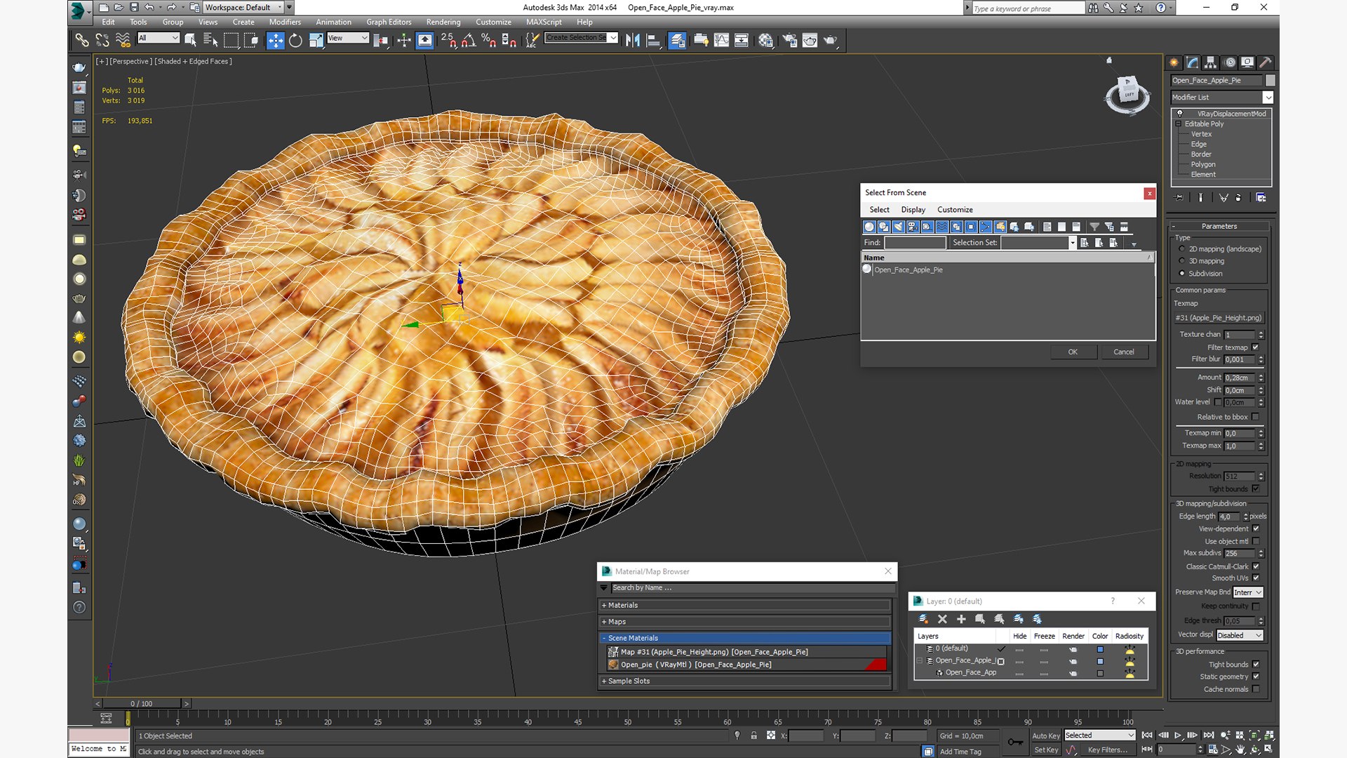 Open Face Apple Pie 3D Model - TurboSquid 1912620