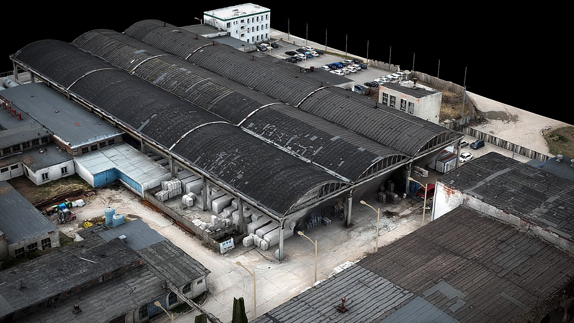 Factory Roofs Cement Faility Area Terrain Drone Scan 3D Model ...