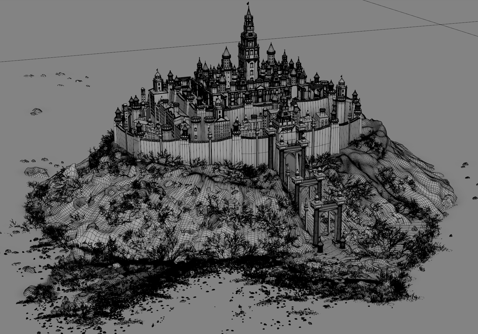 modelo 3d Fantasy City Castle Island - TurboSquid 1723409