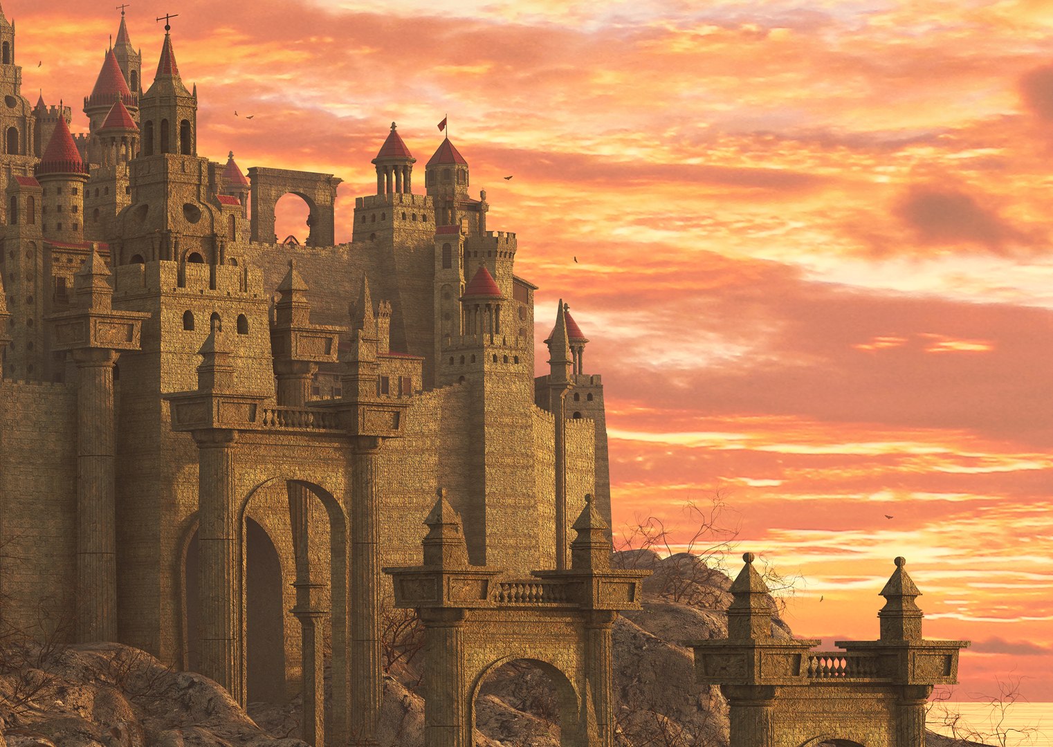 3D Fantasy City Castle Island Model - TurboSquid 1723409