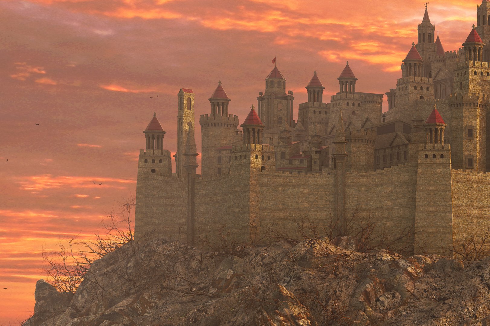 3D Fantasy City Castle Island Model - TurboSquid 1723409