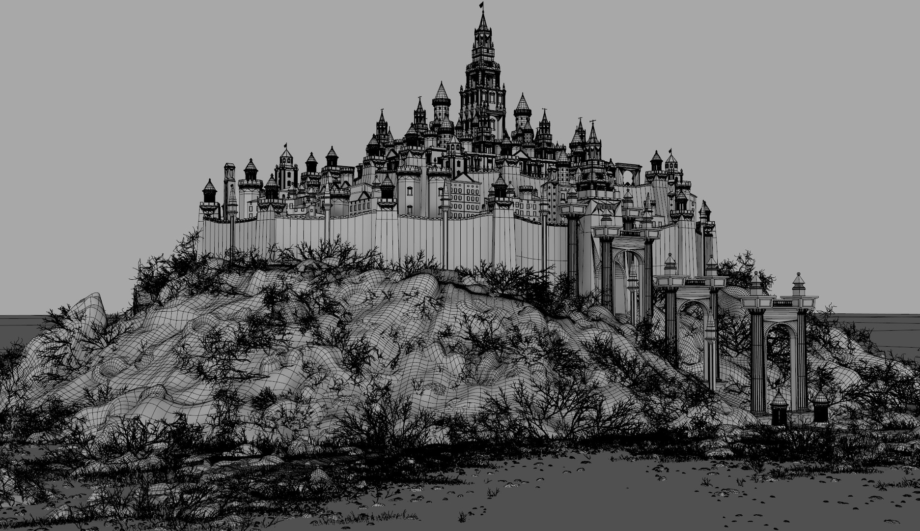 3D Fantasy City Castle Island Model - TurboSquid 1723409