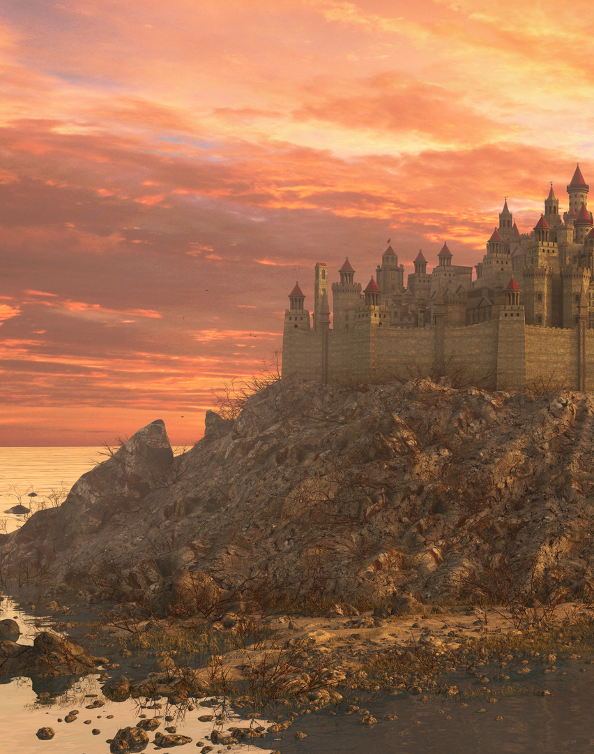 modelo 3d Fantasy City Castle Island - TurboSquid 1723409