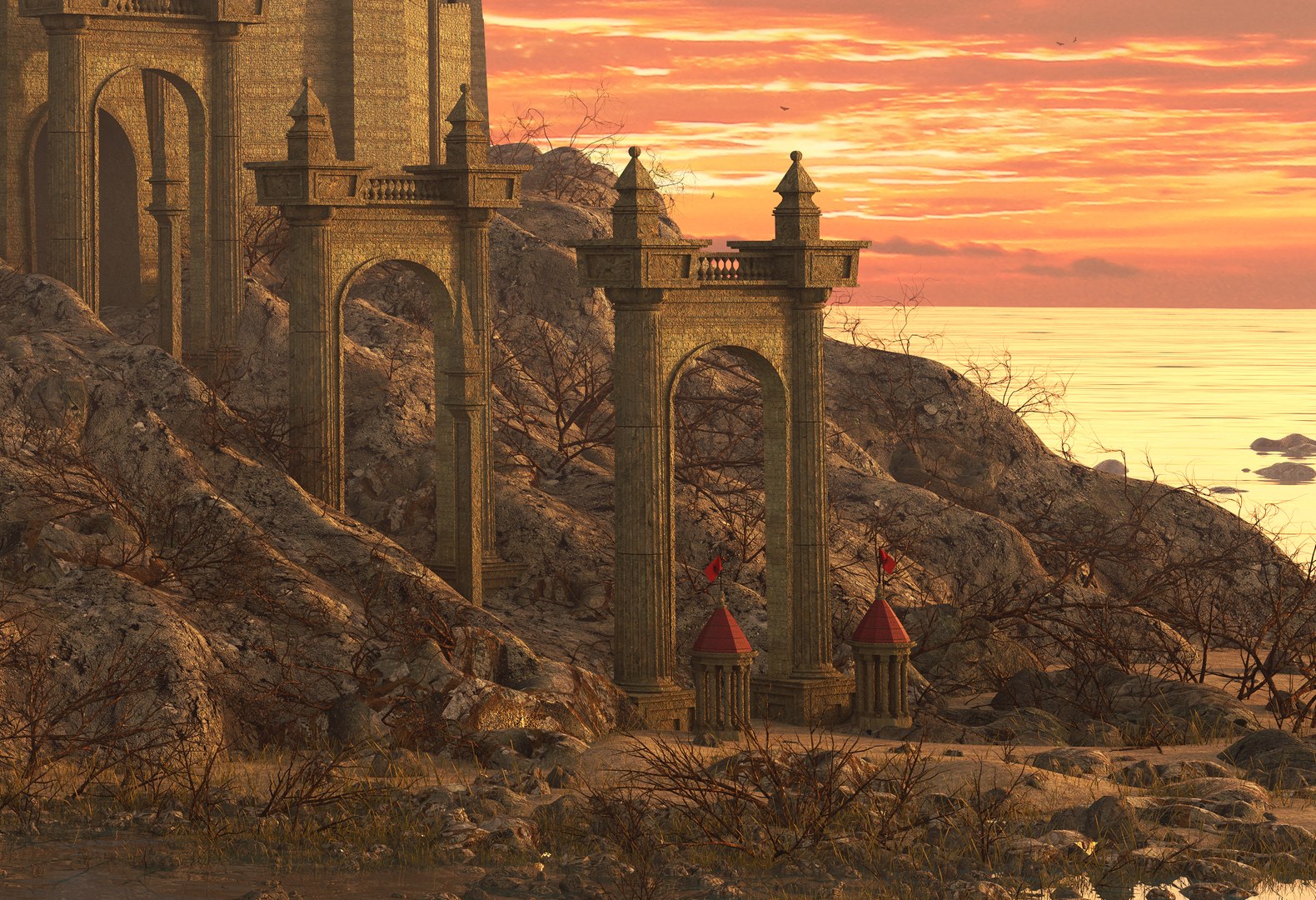 3D Fantasy City Castle Island model - TurboSquid 1723409