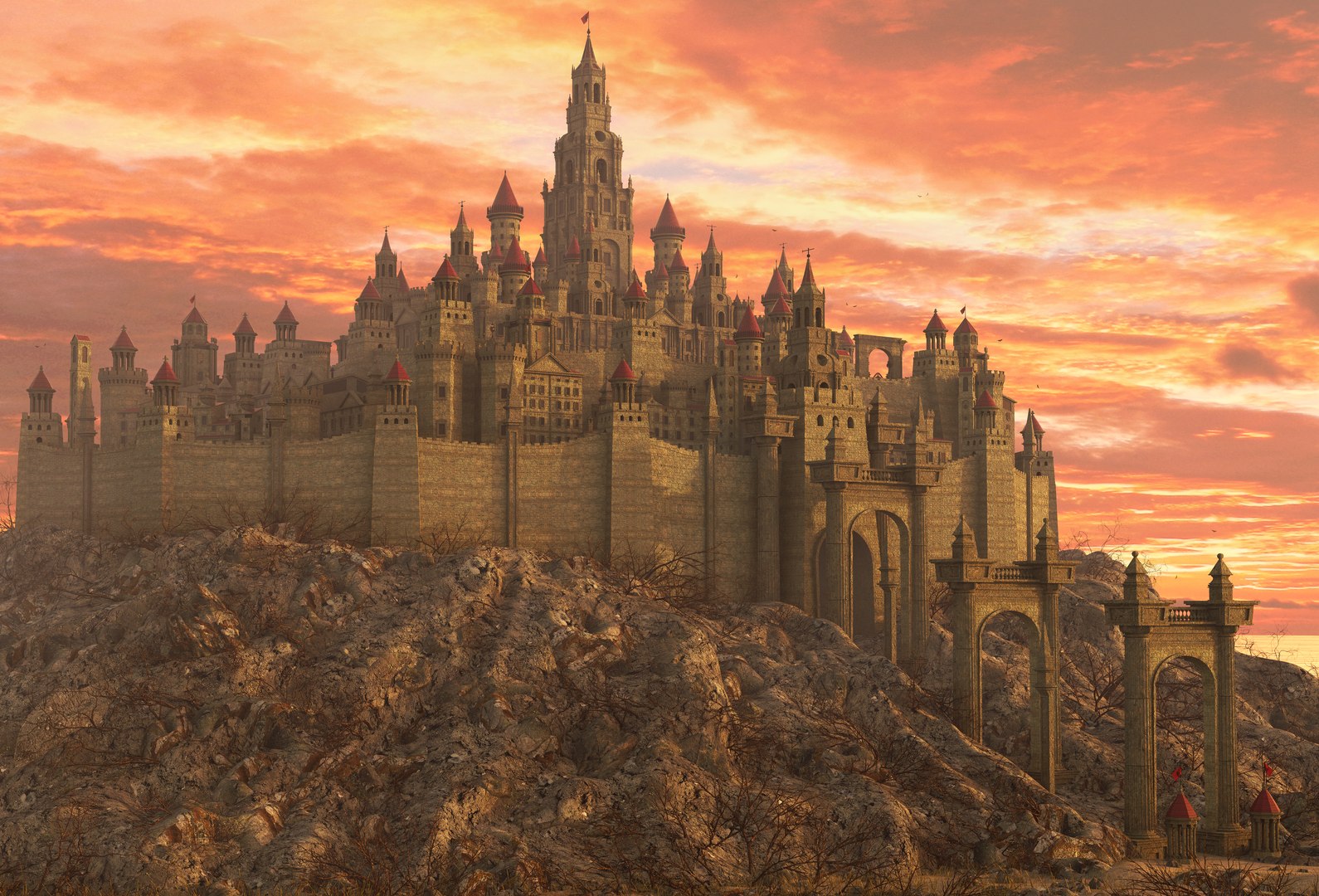 3D Fantasy City Castle Island Model - TurboSquid 1723409
