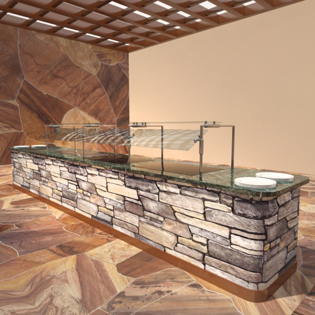 3d Straight Buffet Island Model