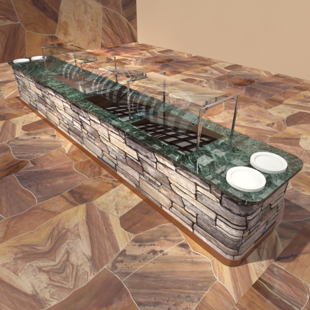 3d Straight Buffet Island Model