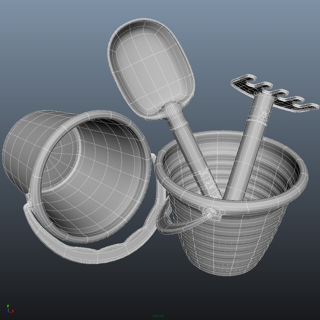 3d model plastic toys beach sand