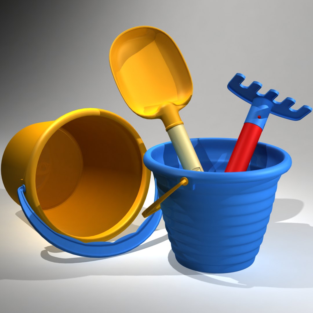 3d model plastic toys beach sand